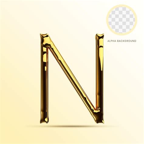 Mayúscula oro letra n modelo 3d Archivo PSD Premium