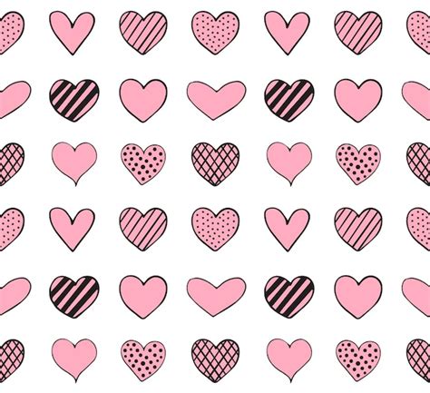 Patrones Sin Fisuras De Corazones Dibujados A Mano Vector Premium