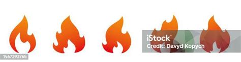 화염 화재 아이콘 세트입니다 화재 기호 벡터 그림입니다 10 Eps 0명에 대한 스톡 벡터 아트 및 기타 이미지 0명 굽기 노랑 Istock