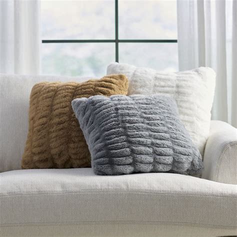 Gathered Faux Fur Pillow Grandin Road