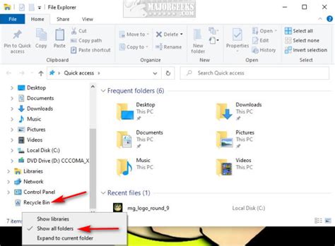 How To Add Or Remove The Recycle Bin To File Explorer Navigation In