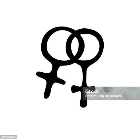 금성의 두 교차 기호를 벡터 낙서 스타일의 여성 성별 기호 고립 여자는 조합을 사랑합니다 Lgbt 레즈비언 사랑 게이 자존심