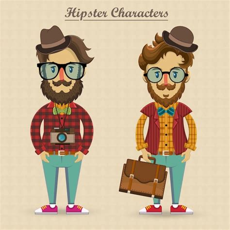 Premium Vector Hipster Characters Illustration