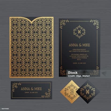 청첩장 또는 인사말 카드 빈티지 장식입니다 종이 레이스 봉투 템플릿 레이저 절단에 대 한 초대장 봉투 모의 결혼식 벡터 일러스트입니다 0명에 대한 스톡 벡터 아트 및 기타