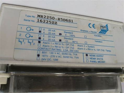 Endress Hauser Rh Plus 2250 Typemr2250 R5d6s1 Probemdr38a22r1` Ebay