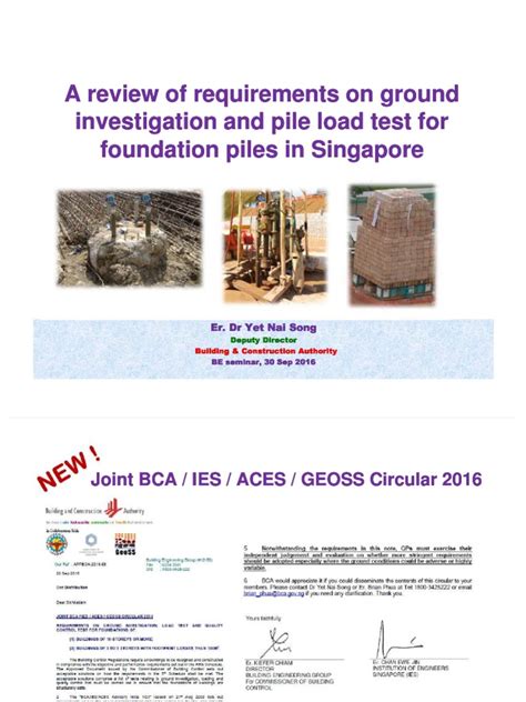 A Review Of Requirements On Ground Investigation And Load Test For Foundation Piles In Singapore