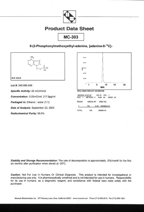 Adefovir Pmea Non Labeled Carbon 14 Labeled And Tritium Labeled