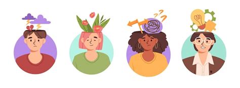 Mensen Psychologische Problemen Instellen Geestelijke Gezondheid En Bewustzijn Mindfullness