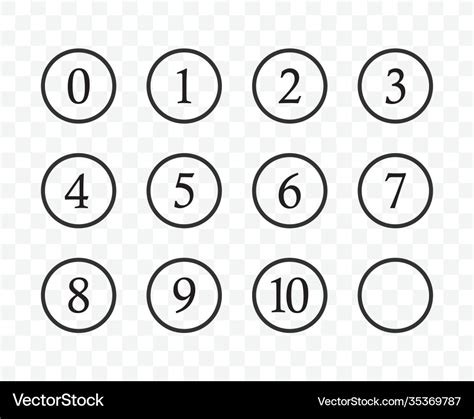 Set Number In Circle Flat Design Style Royalty Free Vector