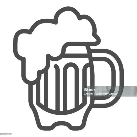 一杯啤酒線圖示啤酒杯向量插圖隔離在白色上拉格杯輪廓風格設計專為網路和應用而設計向量圖形及更多互聯網圖片 互聯網 剪裁圖 吧 公共