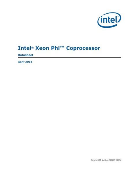 Xeon Phi Coprocessor Datasheet