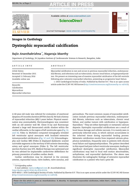 Pdf Dystrophic Myocardial Calcification