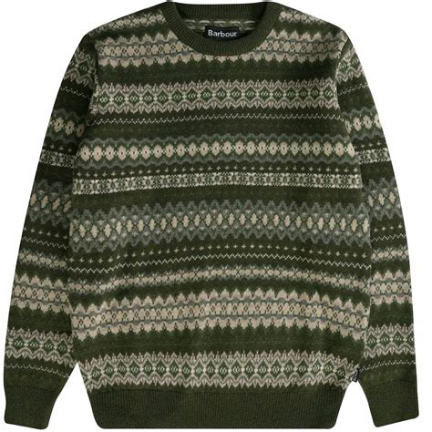 Barbour Case Fair Isle Crew Jumper Olive Mkn1027ol53