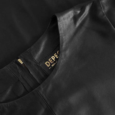 Pretty Raja Knee Long Leather Dress 50980 Black Nero Depeche