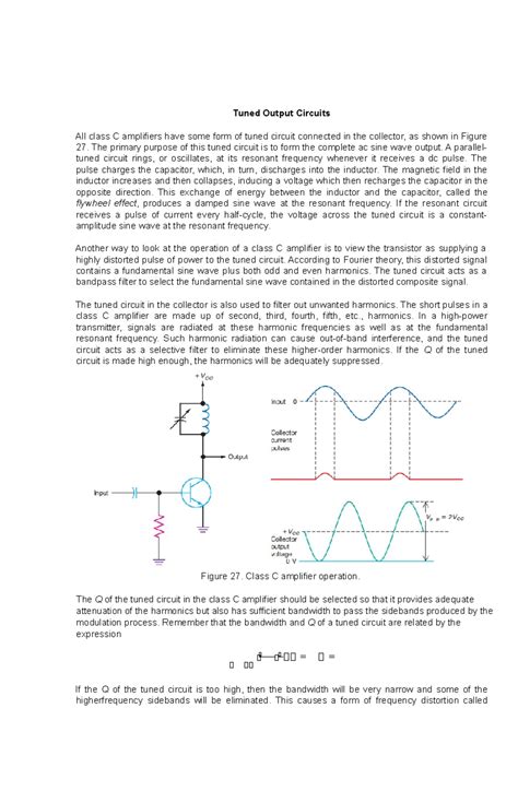Tuned Output Circuits The Primary Purpose Of This Tuned Circuit Is To