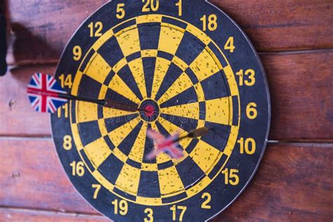 Dart Board With Dart Arrow Focus On Target Business Concept Stock