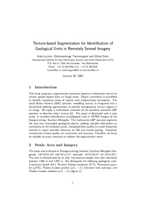 Pdf Texture Based Segmentation For Identification Of Geological Units
