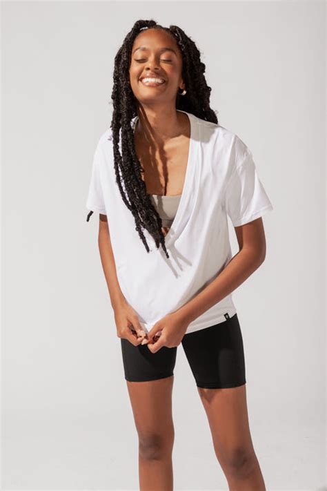 Daring Deep V Tee White Popflex®
