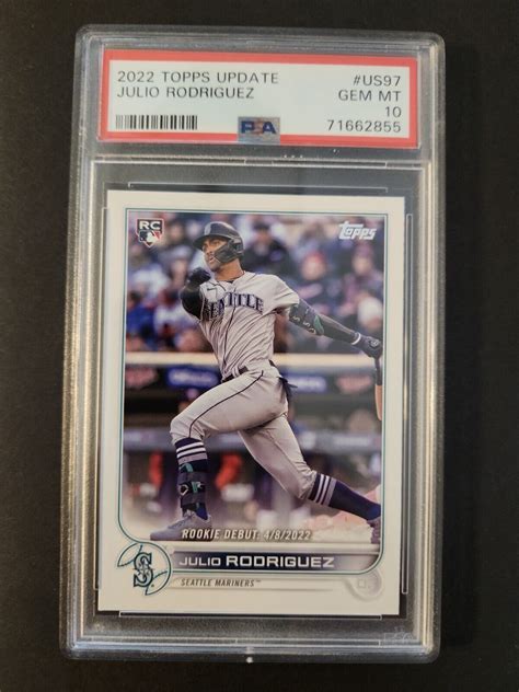 2022 Topps Update Psa 10 Julio Rodriguez Rc Us97 Rookie Debut Seattle