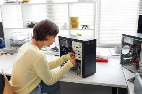 Free Photo Close Up On Man Working On Computer Chips