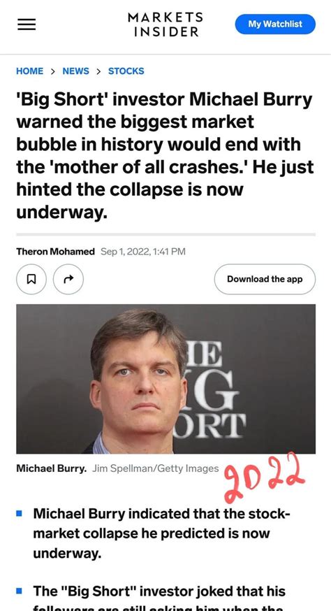 Michael Burrys Market Crash Prediction Is Trending In A Lot Of
