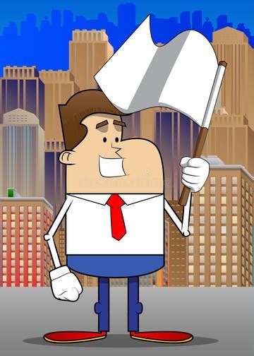 Cartoon Businessman Surrender White Flag Stock Illustrations 103