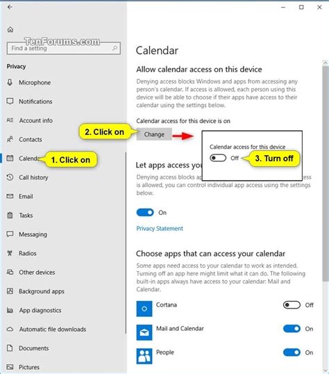 Allow Or Deny Os And Apps Access To Calendar In Windows 10 Tutorials
