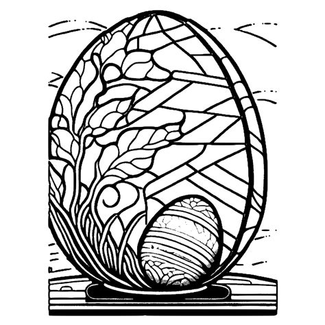Stained Glass Easter Egg Coloring Page · Creative Fabrica