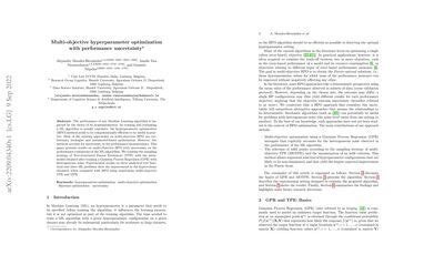 Multi Objective Hyperparameter Optimization With Performance