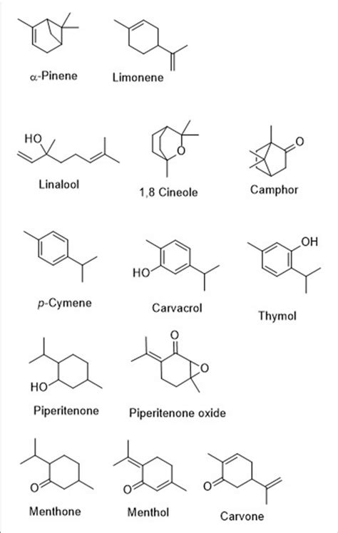 Chemical Structures Of The Essentail Oils Main Components Download