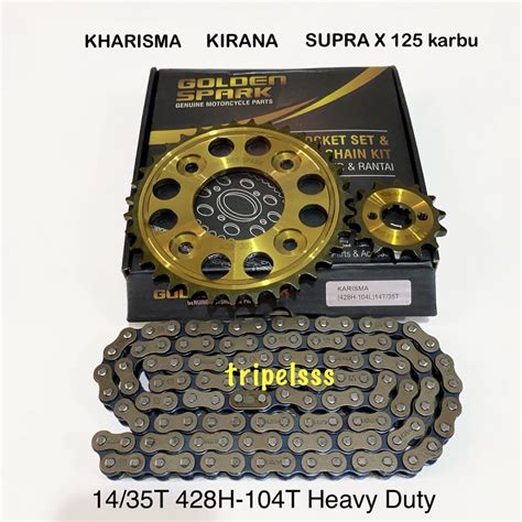 Jual Gear Gir Set Rantai Kharisma Supra X 125 Karbu Kirana 14 35T