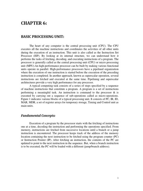 basic processing unit fundamental concepts pdf instruction set central processing unit