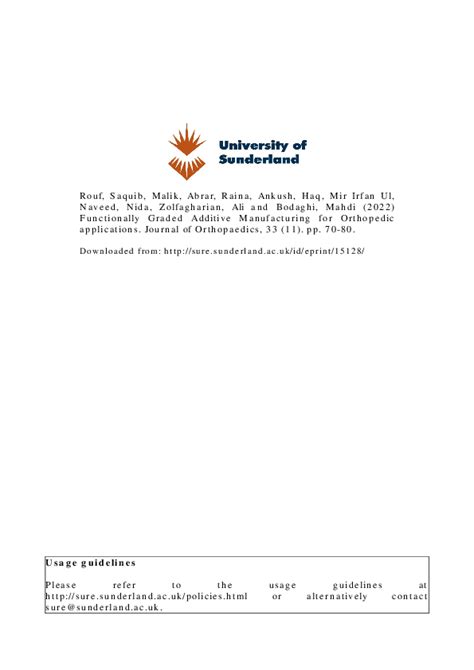 Pdf Functionally Graded Additive Manufacturing For Orthopedic