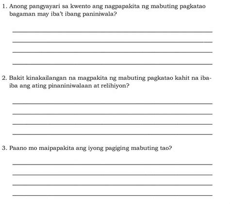 Solved Anong Pangyayari Sa Kwento Ang Nagpapakita Ng Mabuting Pagkatao Bagaman May Ibat