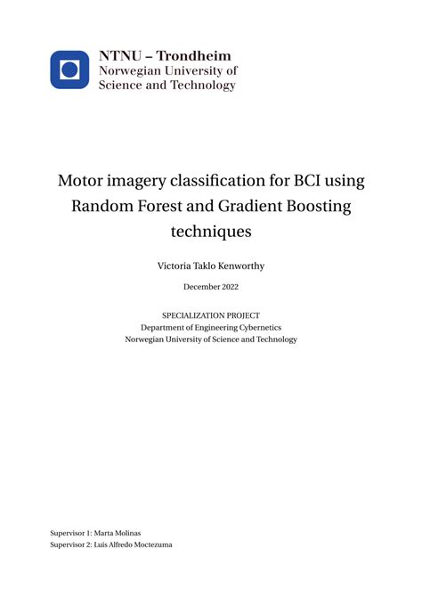 Pdf Motor Imagery Classification For Bci Using Random Forest And Gradient Boosting Techniques