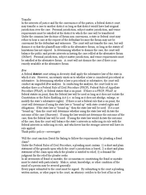 Civ Pro Rule Statements Pdf Personal Jurisdiction Service Of Process