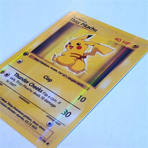 Thicc Pikachu Holographic Custom Made Pokemon Card Etsy Uk