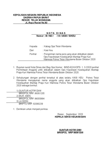 Nota Dinas Permintaan Agta Pdf