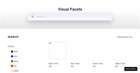Visual Facets Demo Codesandbox