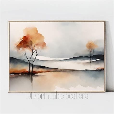 Abstract Watercolor Landscape Print Minimalist Soft Tone Painting