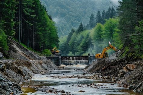 Premium Photo Dams Dismantling Repair Of Dam Destroyed Dam On A River