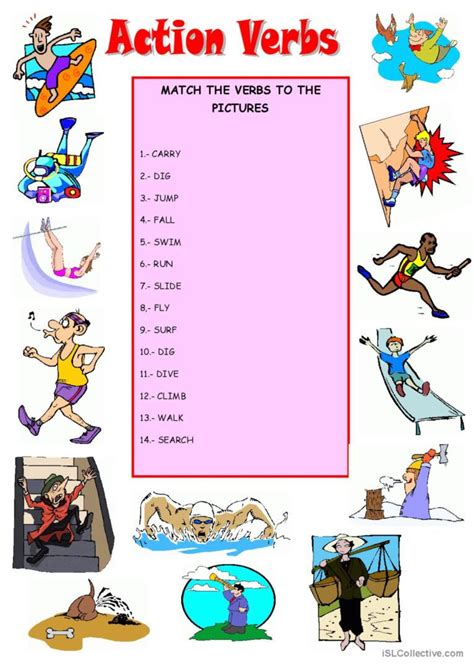 Action Verbs English Esl Worksheets Pdf And Doc