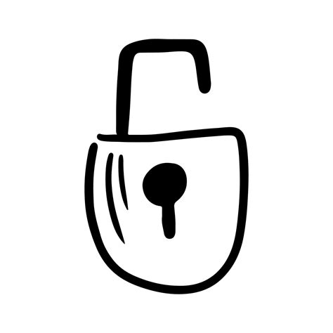 Hand Drawn Unlock Padlock Doodle Protection Security Icon Isolated On White Sketch Of Security