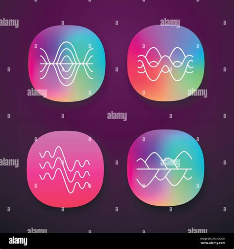 Sound Waves App Icons Set Vibration Noise Amplitude Levels Soundwaves Digital Waveform
