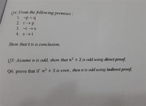 Solved 04 From The Following Premises 1 P 2 1p 3 1 →s