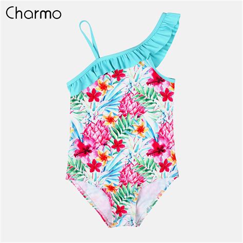 Charmo Girls One Piece Swimsuits Flower Print One Grandado