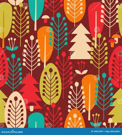 Seamless Background With Trees Stock Illustration Illustration Of Berries Heritage 34853289
