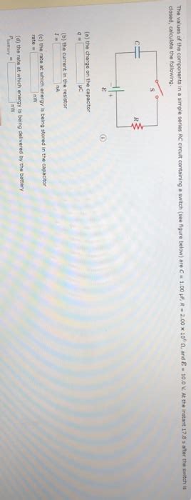 solved the values of the components in a simple series rc