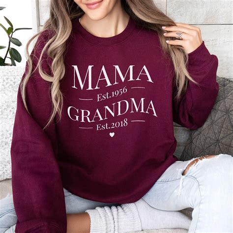 Custom Mama Grandma Est Sweatshirt Personalized Nana Est Sweater Custom