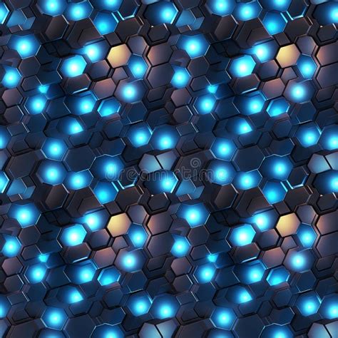 Hexagon Seamless Pattern Glowing Geometric Honeycomb Background Abstract Color Metallic Stock